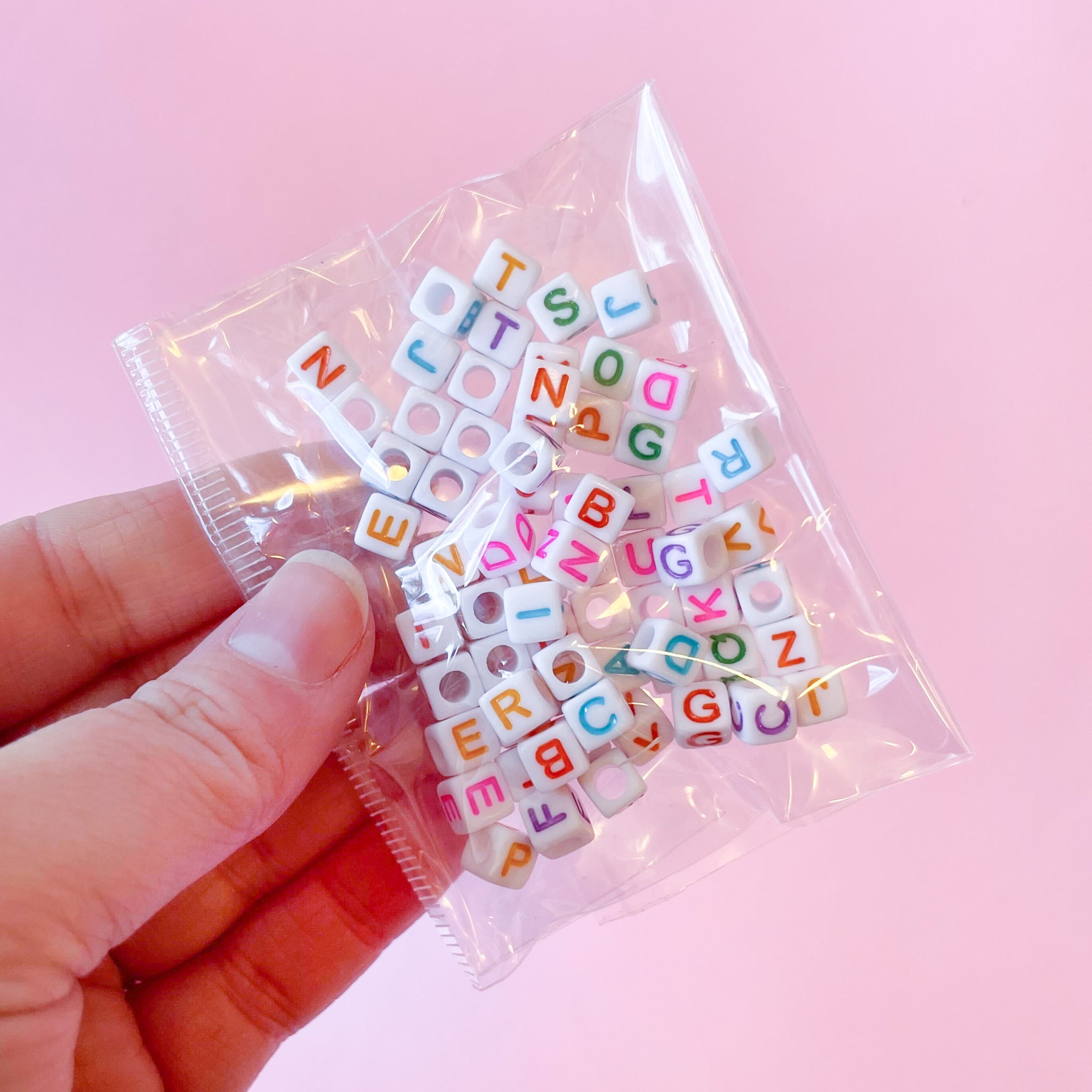 Cube Alphabet Beads - White with Colored Letters – Collage Collage