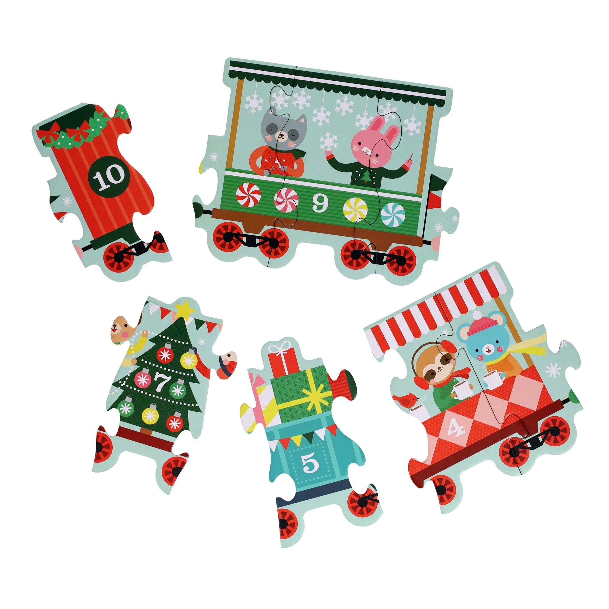 Christmas Train Shaped Floor Puzzle – Collage Collage