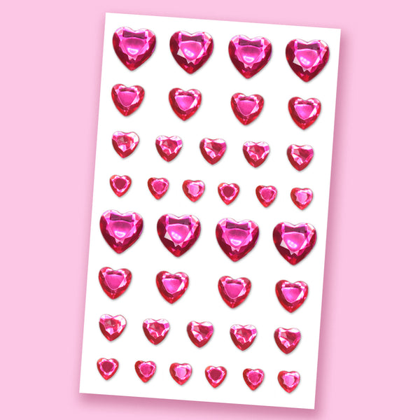 Pink Gem Heart Stickers – Collage Collage