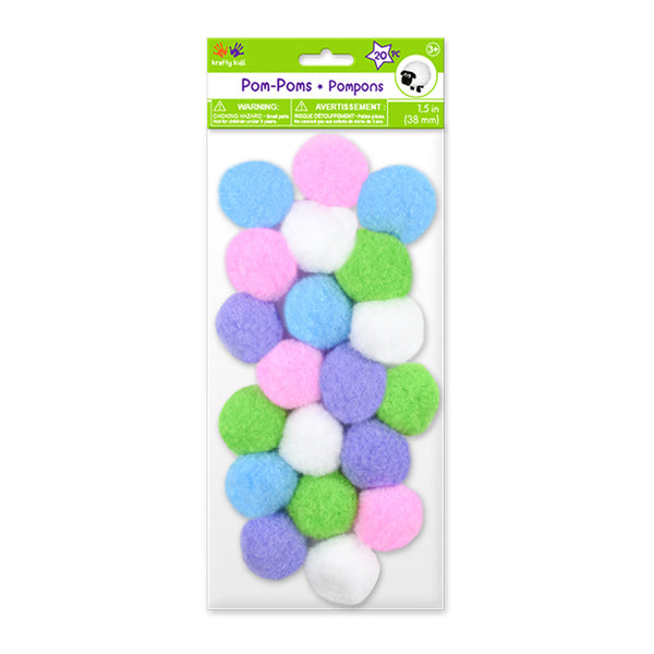 Pom Poms - Large Pastel Colors 1.5” (20 pieces) – Collage Collage