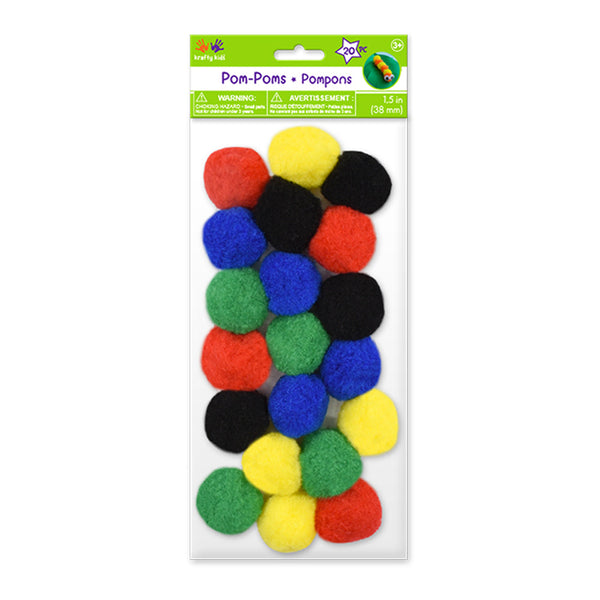 Pom Poms - Large Primary Colors 1.5” (20 pieces) – Collage Collage