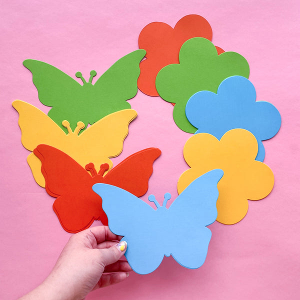 Butterfly and Flower Paper Shapes – Collage Collage