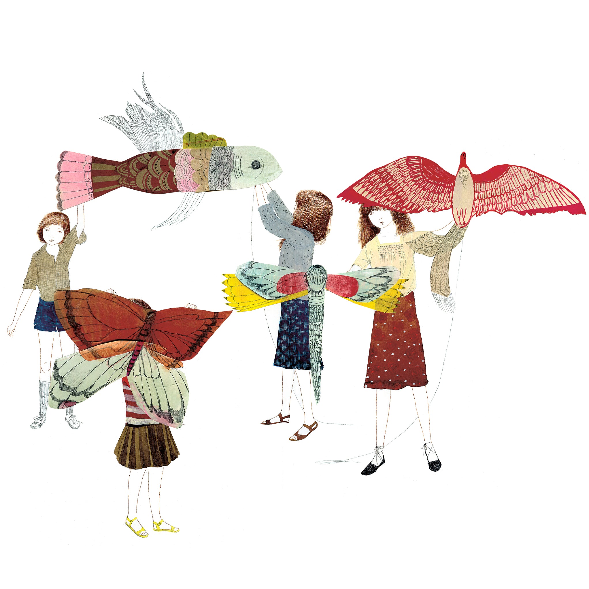 Julie Morstad – Making A Kite Print – Collage Collage