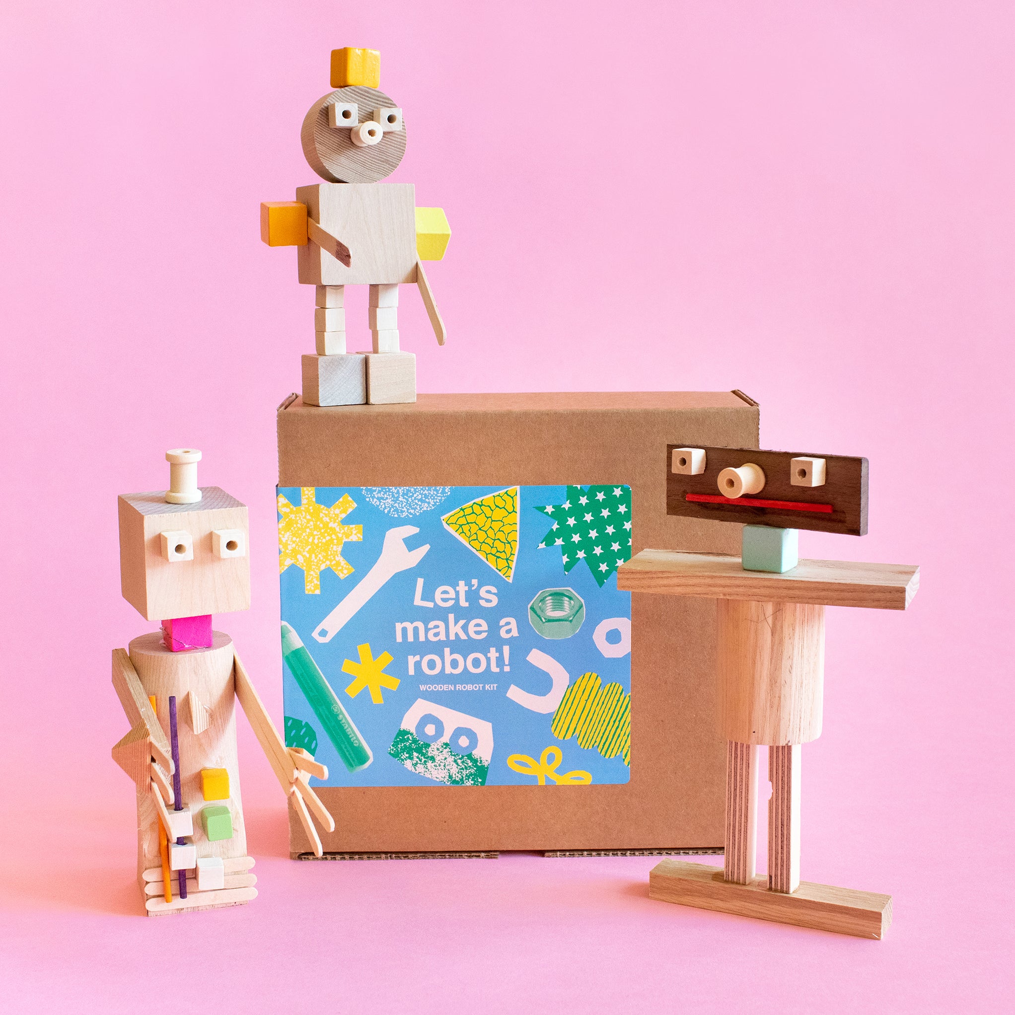 Wooden Robot Craft Kit Collage Collage wooden-robot-craft-kit-collage-collage